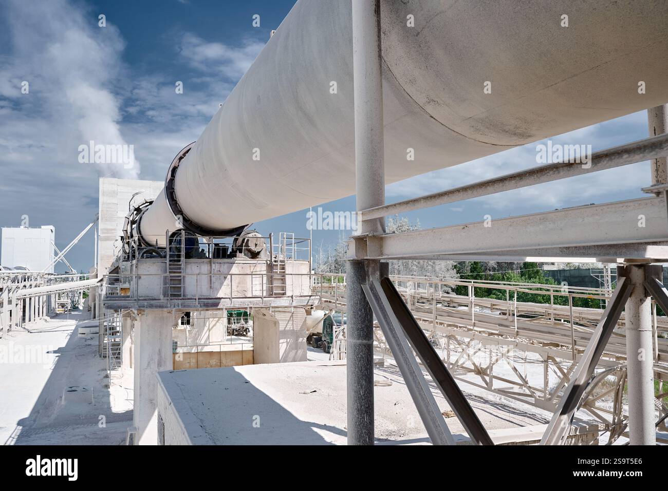 Powerful rotating kiln for calx roasting at production plant Stock ...