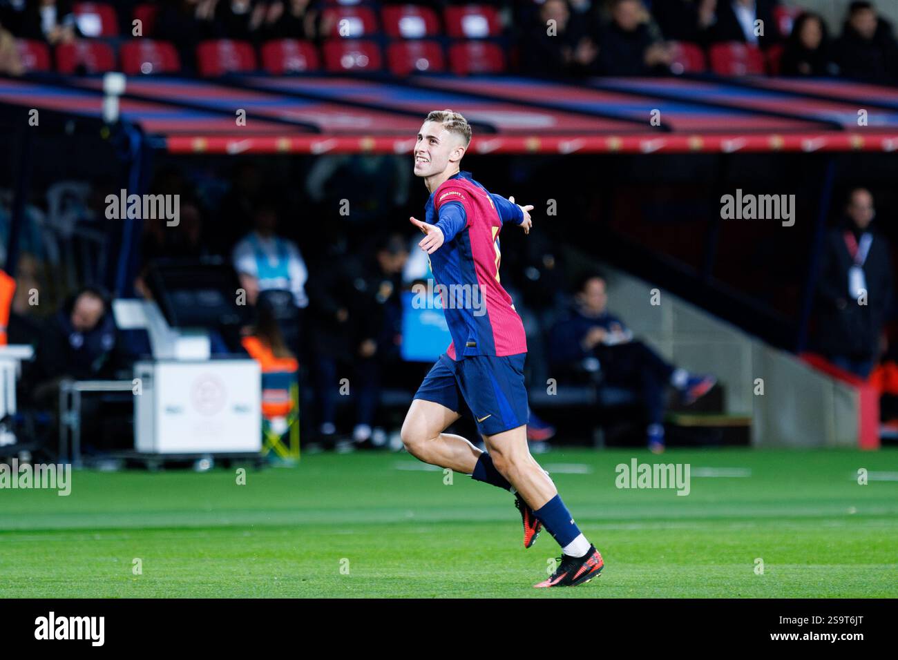 Barcelona, Spain. 26th Jan, 2025. Fermin Lopez celebrates after scoring ...