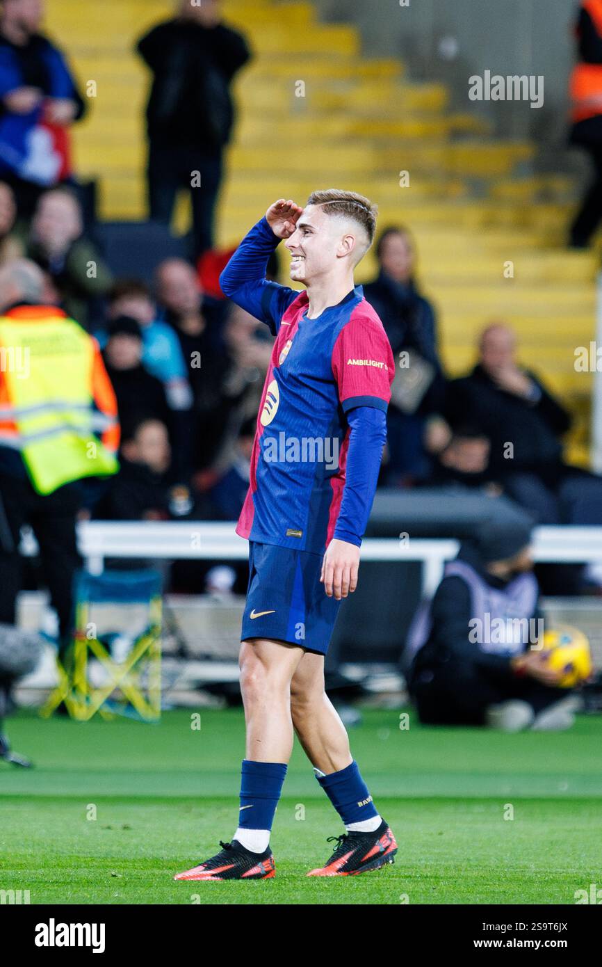 Barcelona, Spain. 26th Jan, 2025. Fermin Lopez celebrates after scoring ...