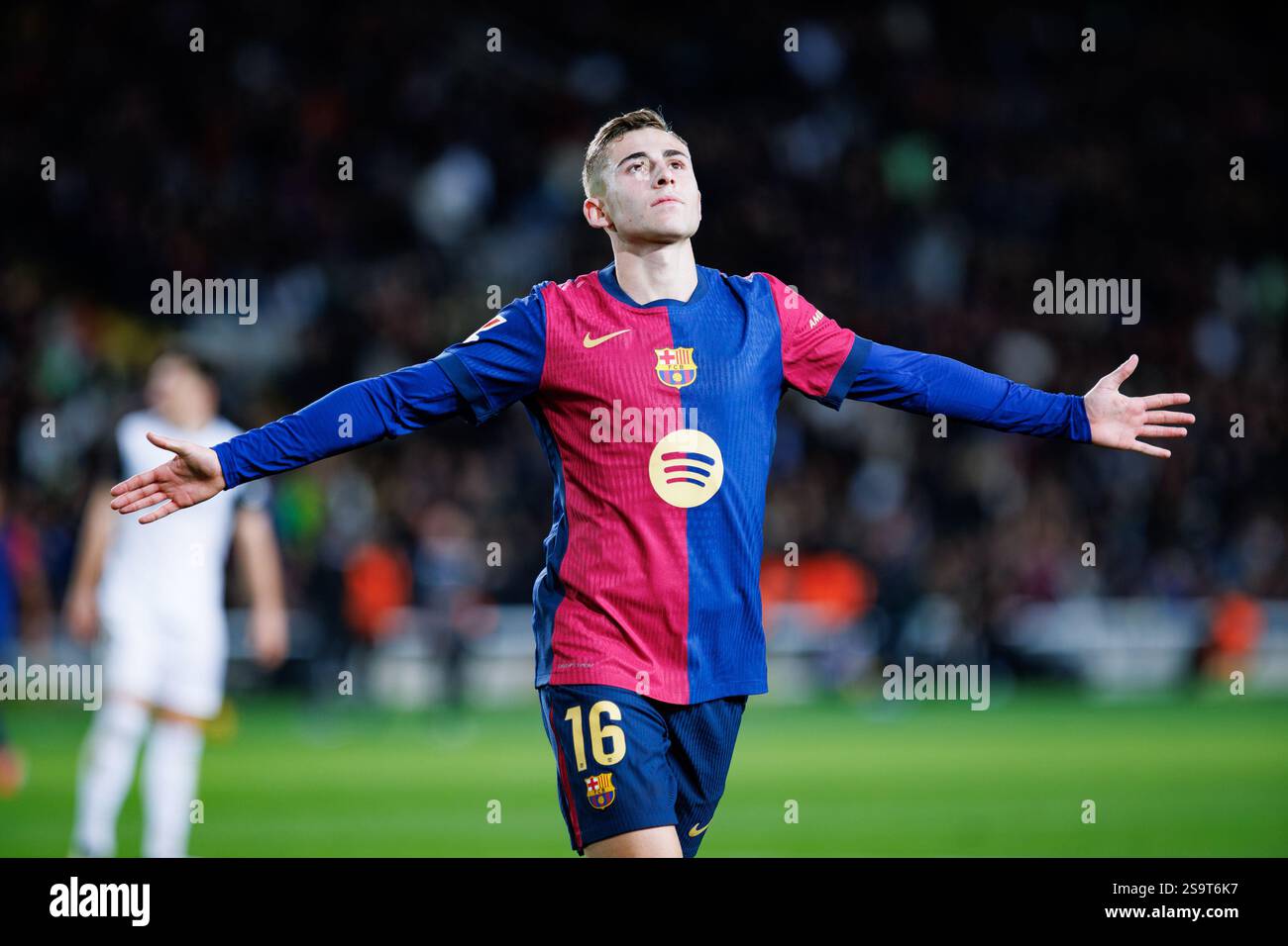 Barcelona, Spain. 26th Jan, 2025. Fermin Lopez celebrates after scoring ...