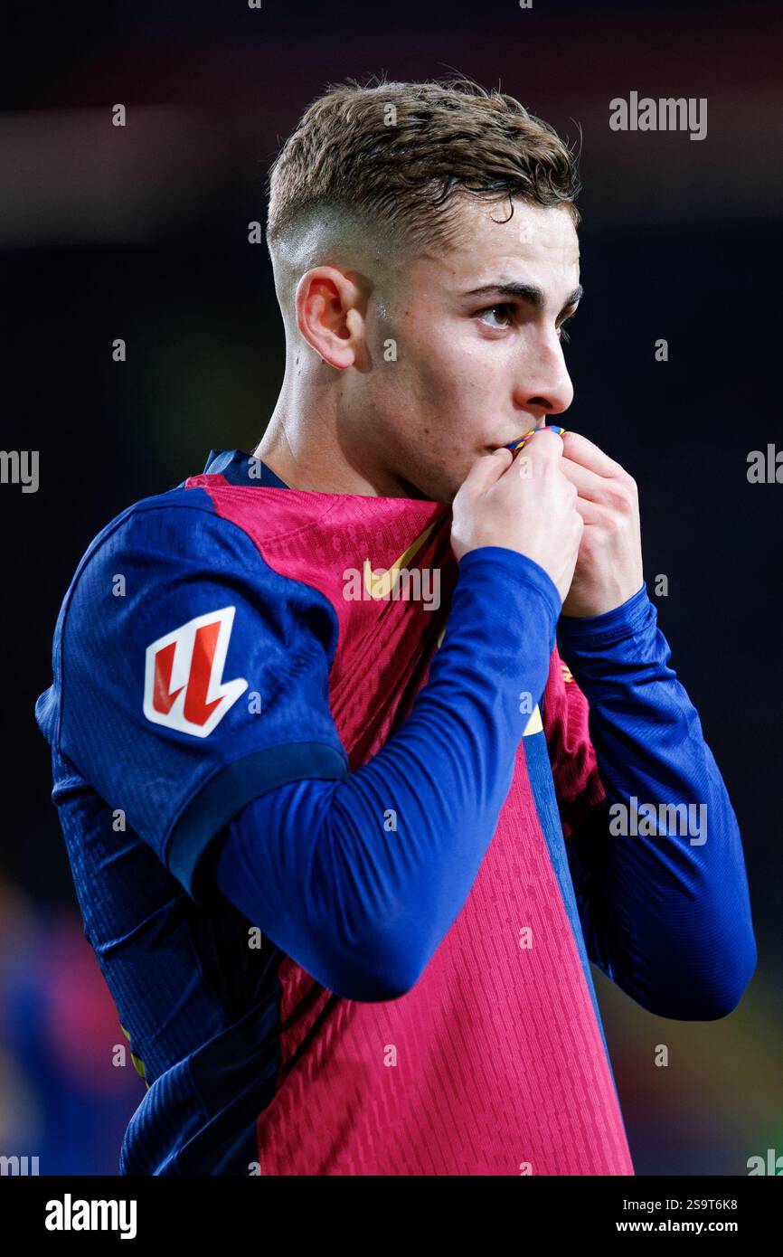 Barcelona, Spain. 26th Jan, 2025. Fermin Lopez celebrates after scoring ...