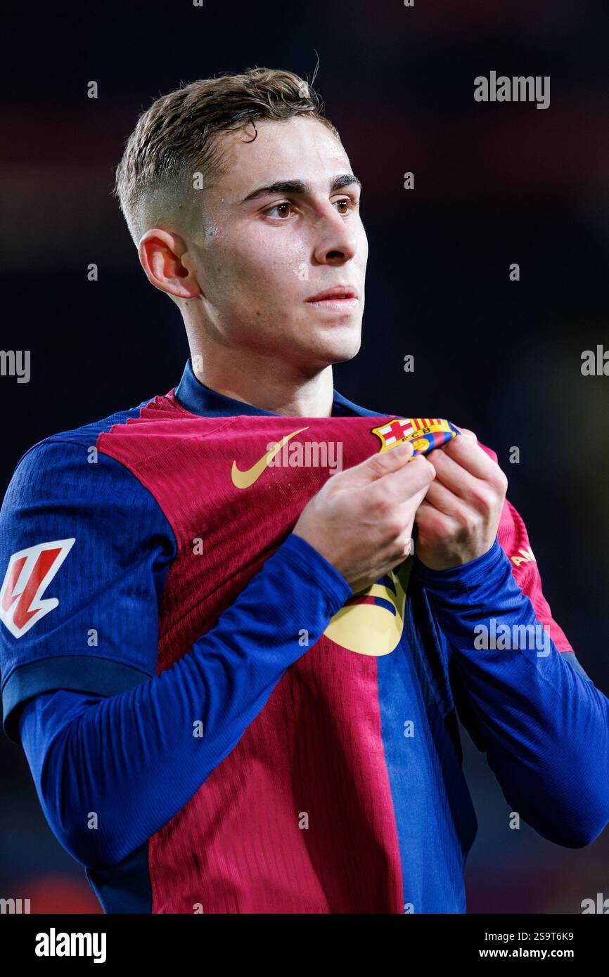 Barcelona, Spain. 26th Jan, 2025. Fermin Lopez celebrates after scoring ...