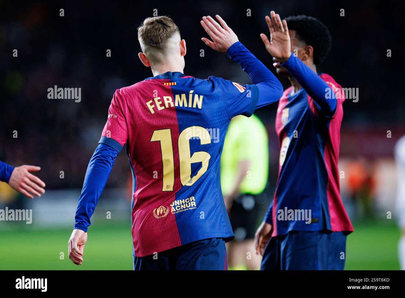 Barcelona, Spain. 26th Jan, 2025. Fermin Lopez celebrates after scoring ...