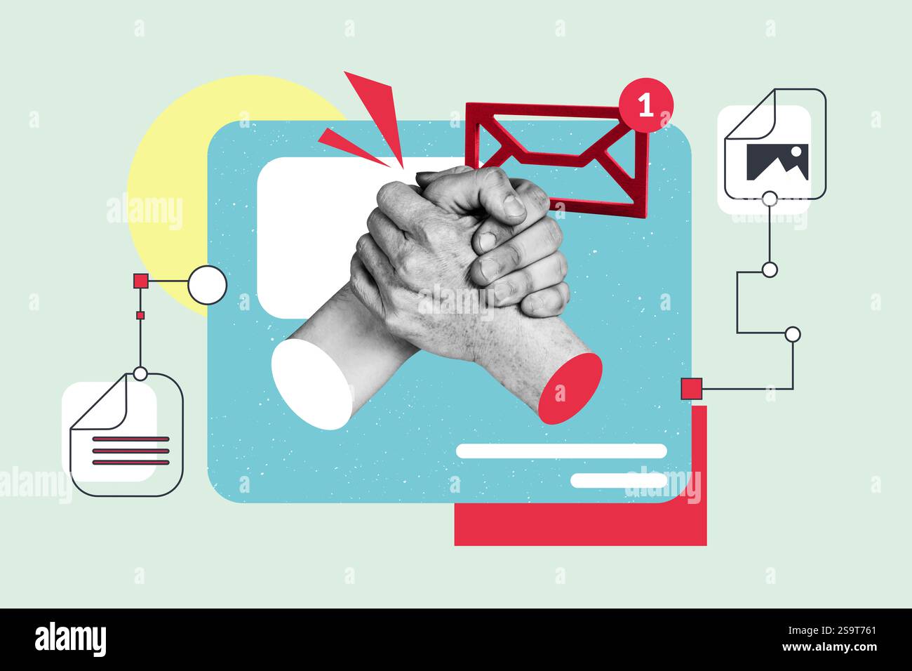 3d sketch poster trend collage image of business people handshake ...