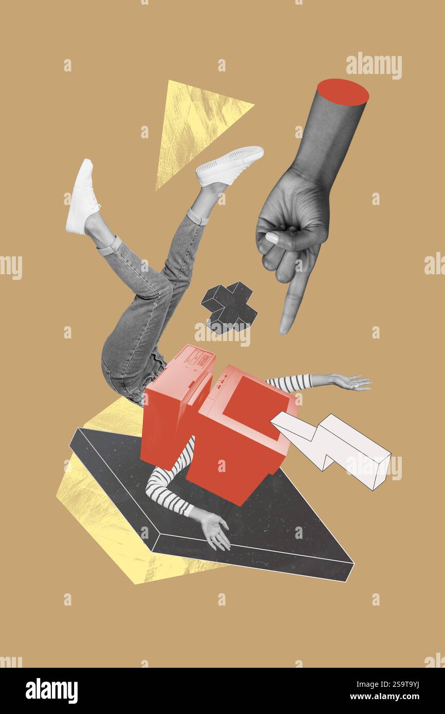 Sketch image trend artwork montage 3D photo collage of hand gesture ...