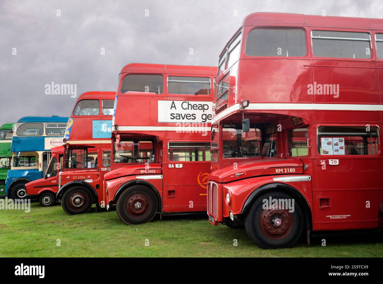 Line up of heritage buses. Trans Lancs Rally 2011 Stock Photo - Alamy