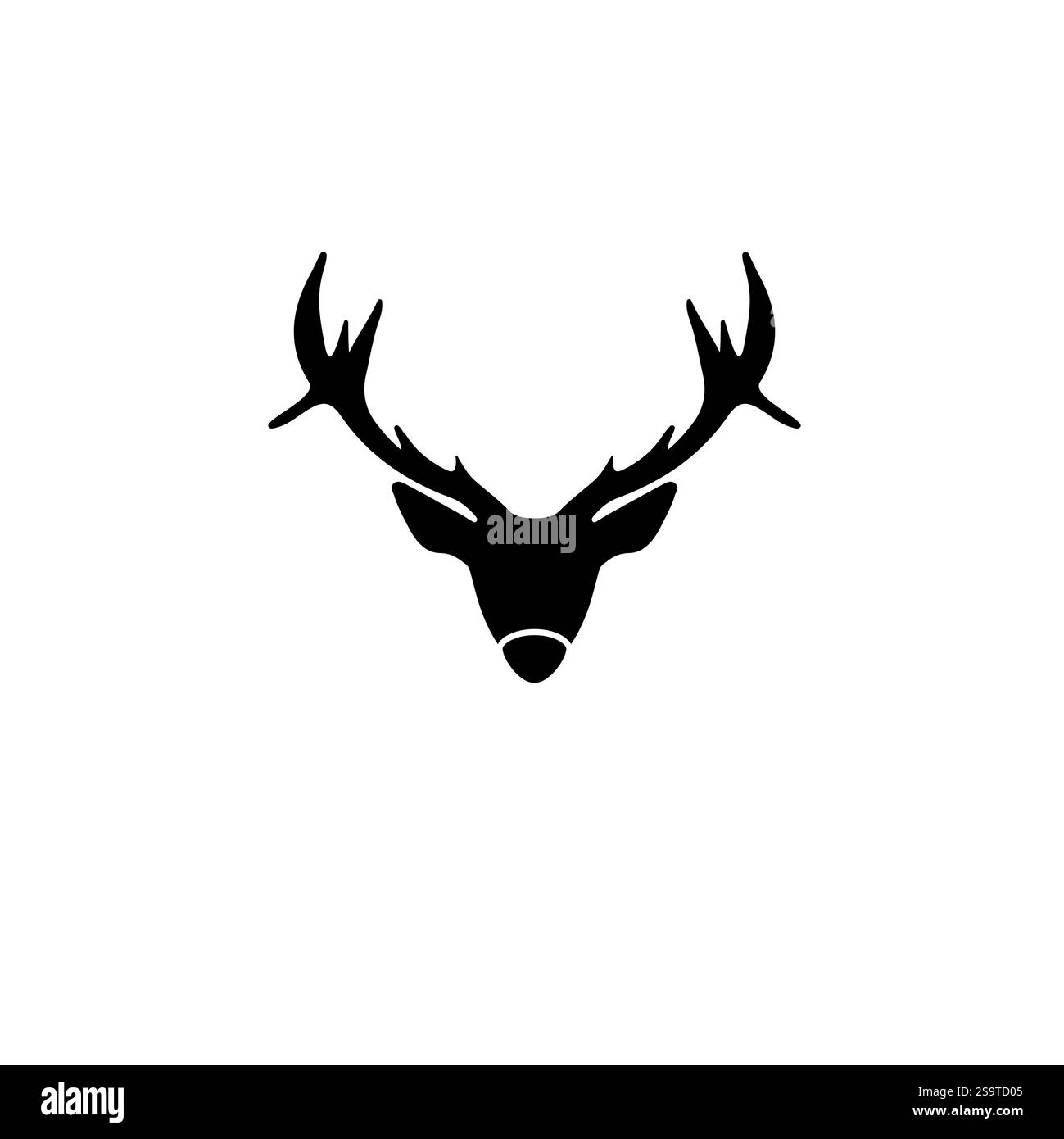 Horned Deer Head Silhouette, Reindeer Solid Flat Vector Icon Isolated ...