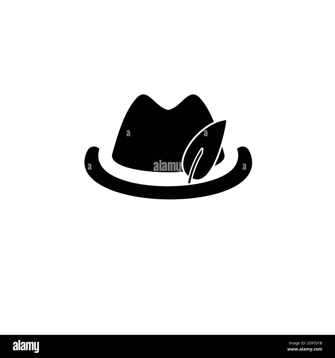 Traditional Hunter Hat with Feather Solid Flat Vector Icon Isolated on ...