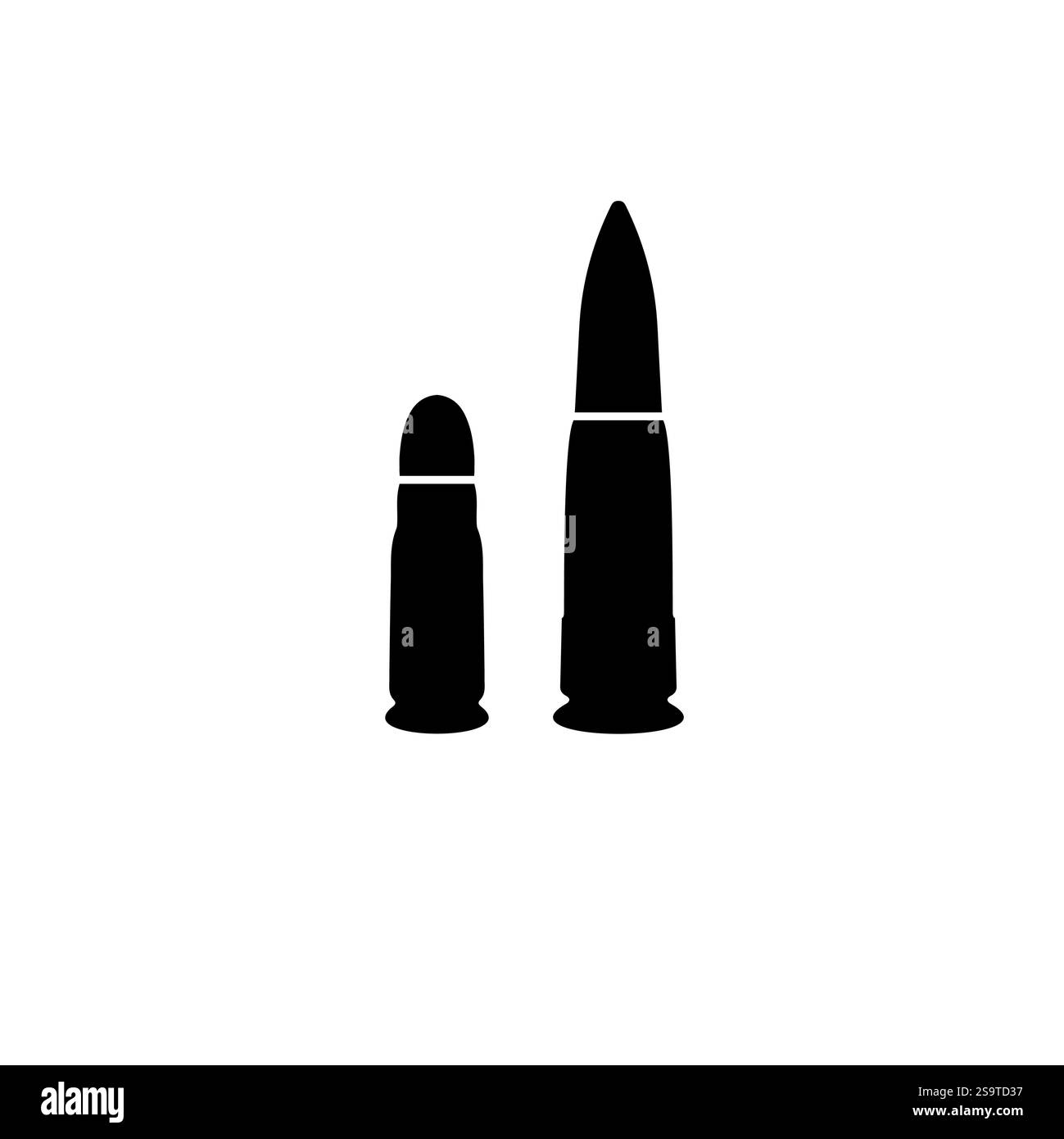 Pistol and Rifle Bullets, Gun Ammunition Solid Flat Vector Icon Isolated on White Background ...