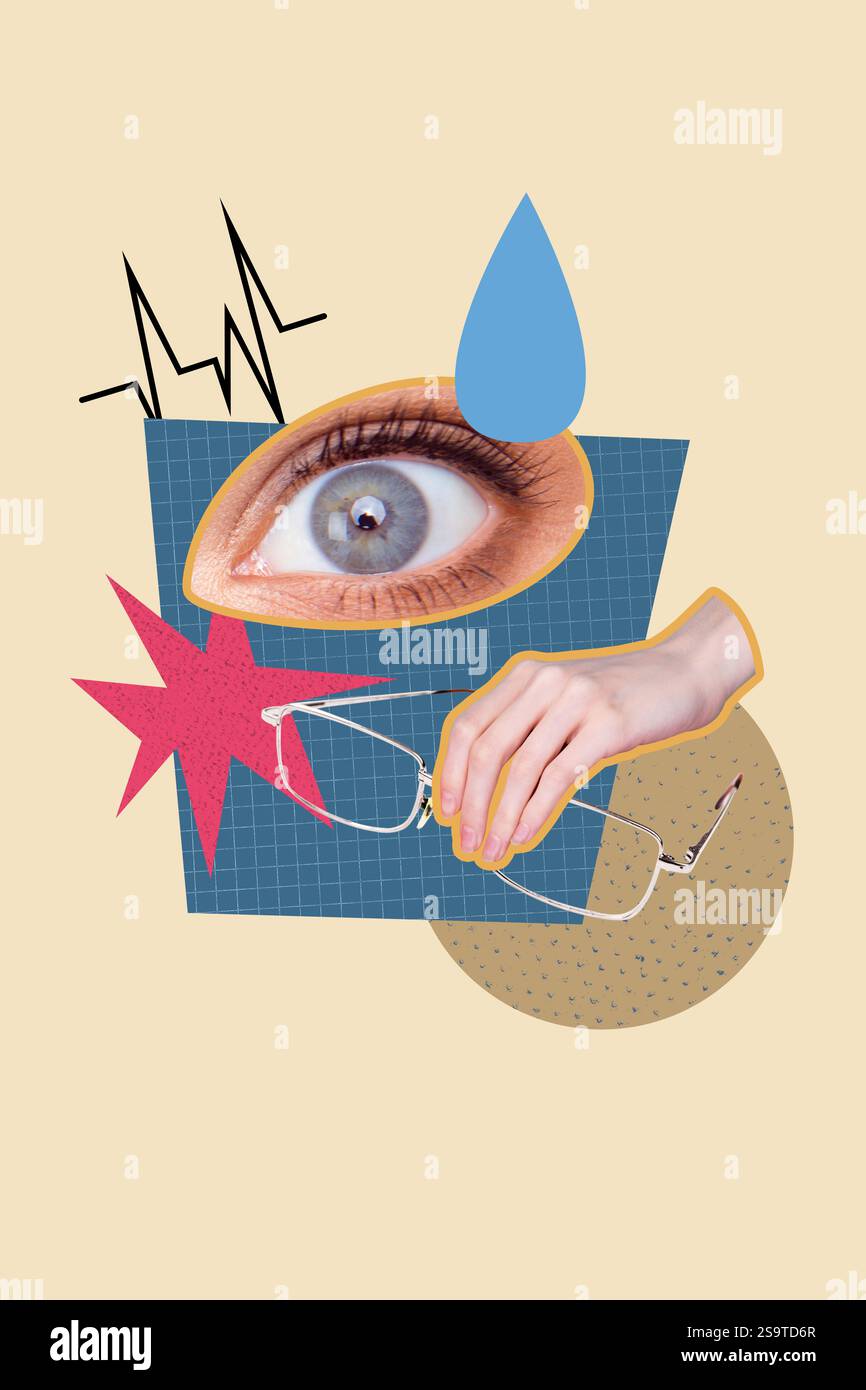 Poster vertical photo collage of human eyeball look ophthalmology ...