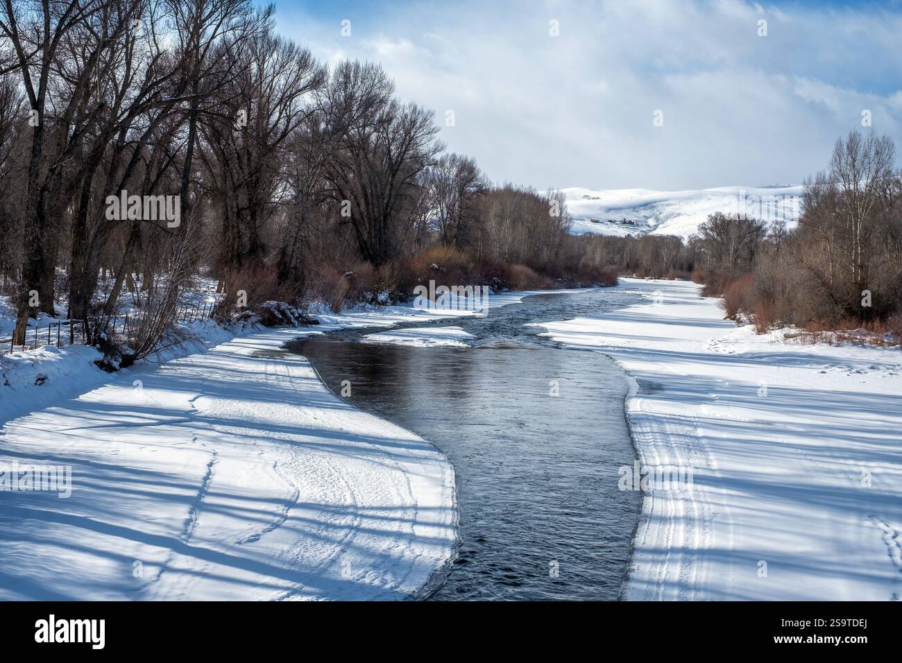 January 20, 2025: The Gunnison River slowly covers with ice as a strong ...