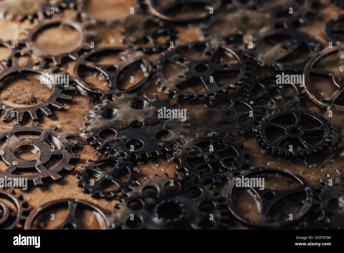 Steampunk inspired design with abstract gears and grunge aesthetic ...