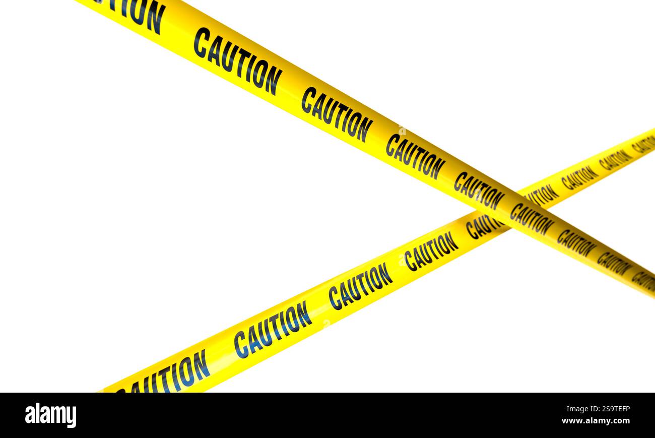 Yellow caution tape on isolated transparent background3d Stock Photo ...