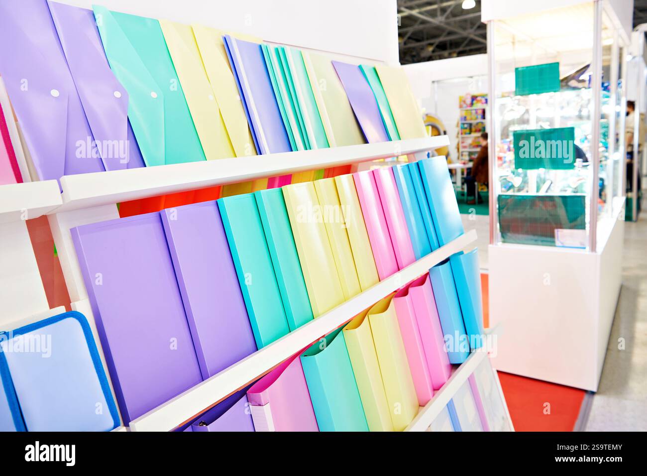 Colored plastic folder for papers in the stationery store Stock Photo ...