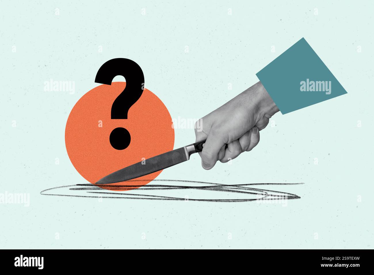 Composite photo collage of hand hold knife sharp weapon killer question ...