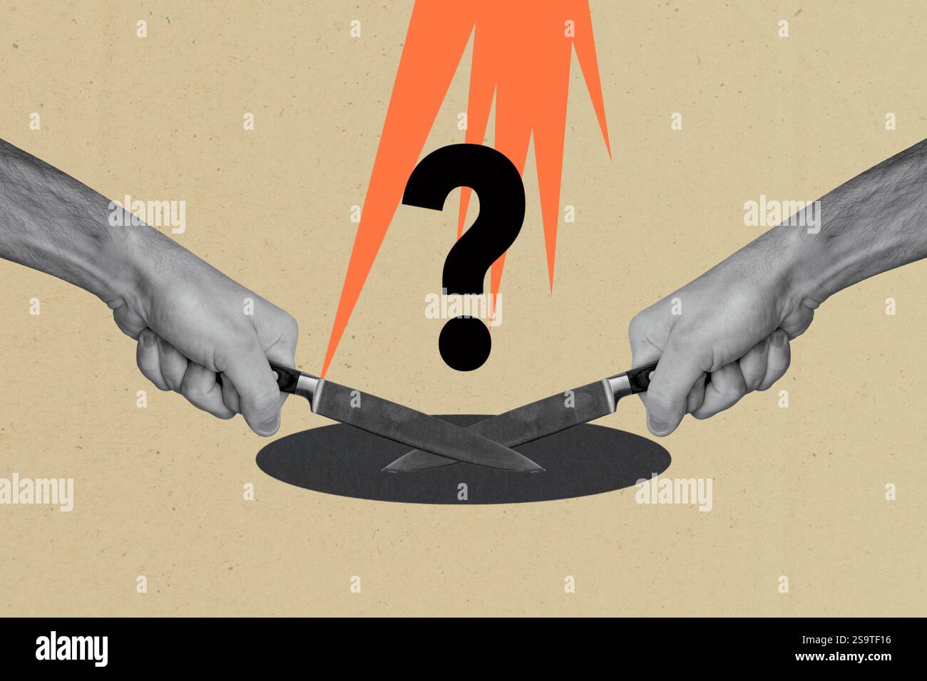 Composite art 3d creative image collage of hands hold knife weapon ...