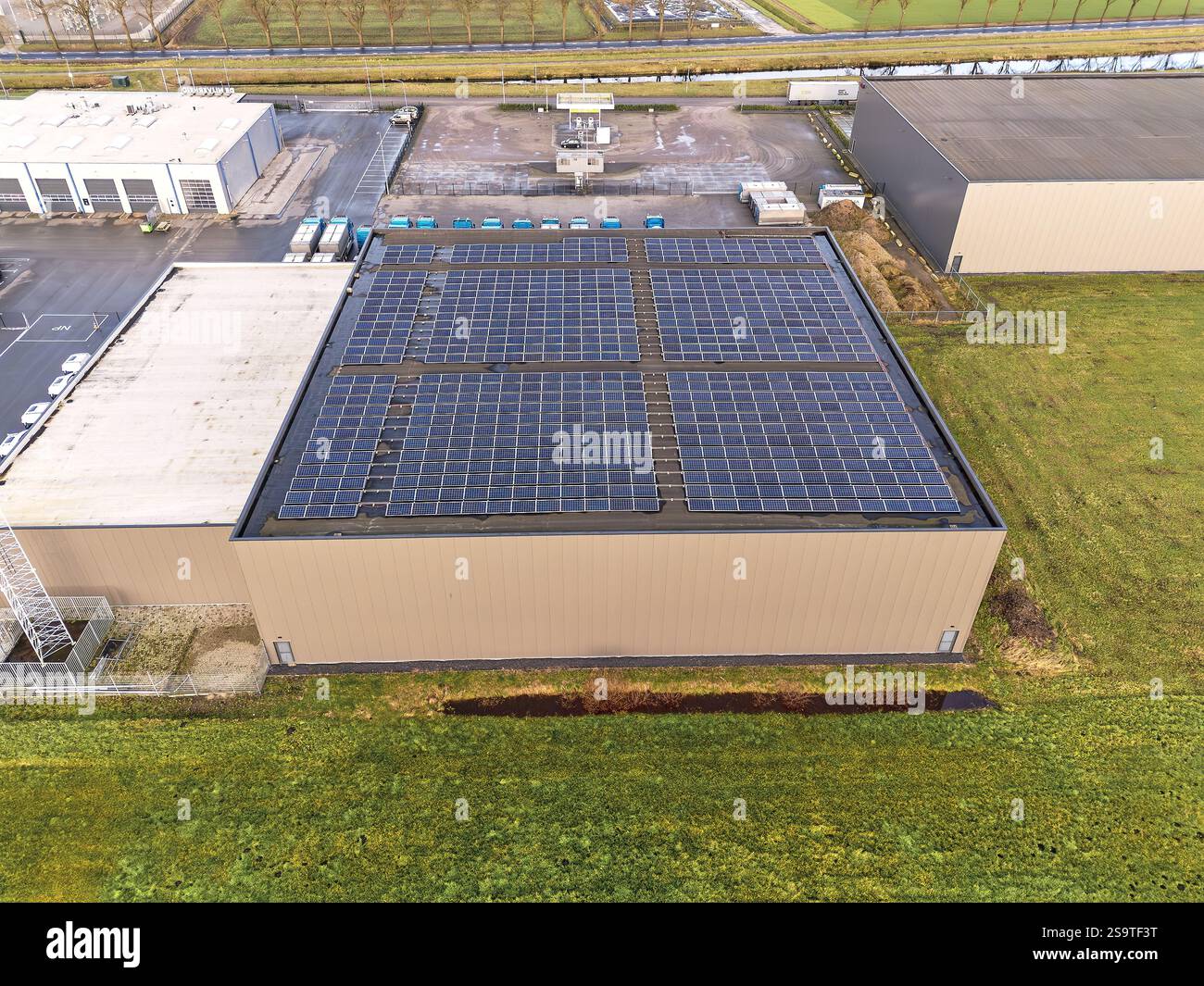 January 25, 2025 - Wijster-Netherlands: Solar panels covering a ...