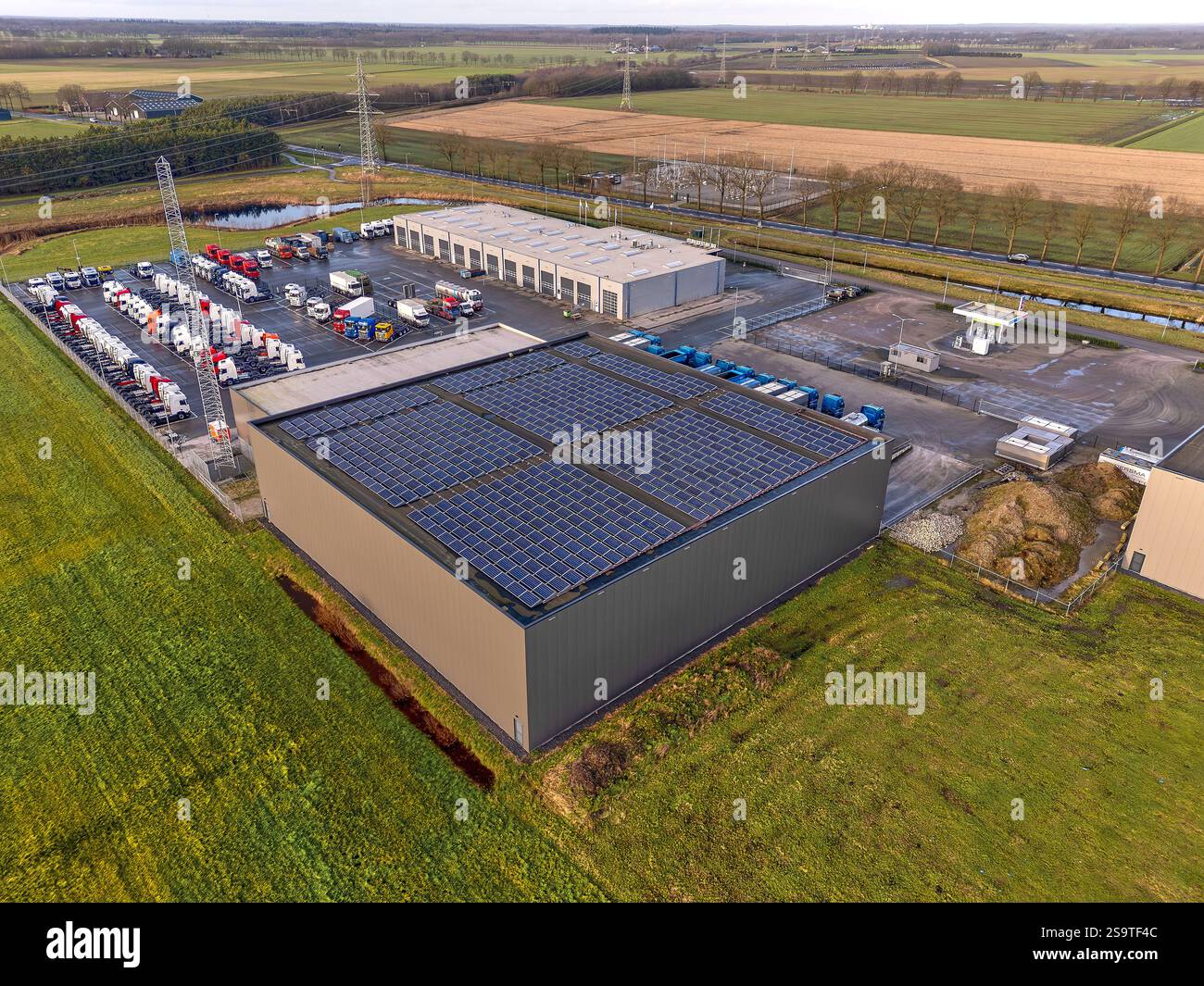 January 25, 2025 - Wijster-Netherlands: Solar panels covering a ...