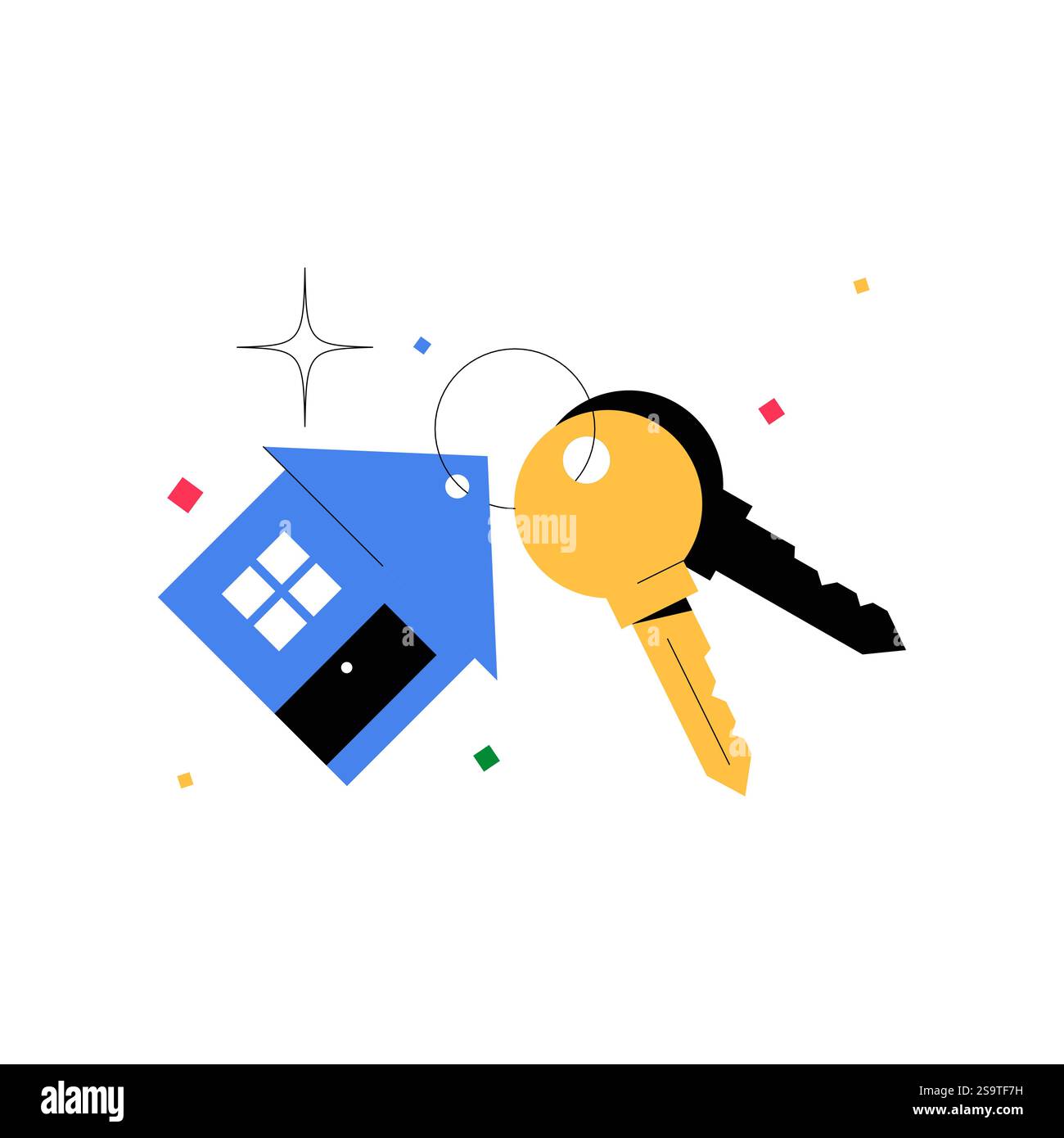 Key With House Icon In Flat Vector Illustration Symbolizing ...