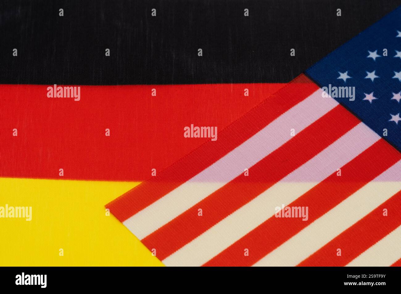 American and German flags. Closeup. Symbol cooperation and partnership ...