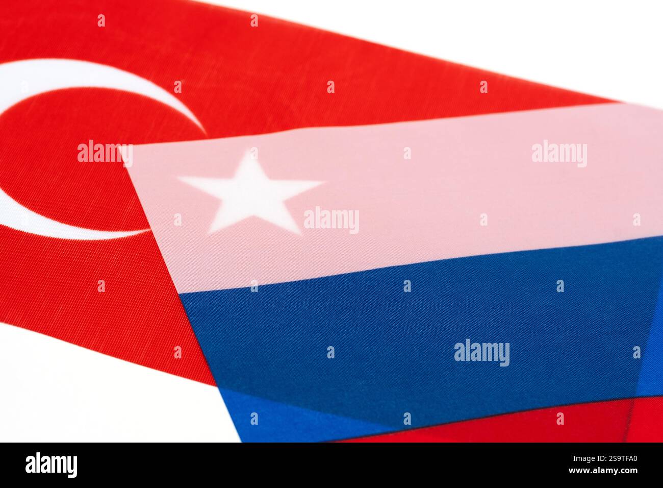 Flag Turkish Republic and Russia. Symbol cooperation and partnership ...