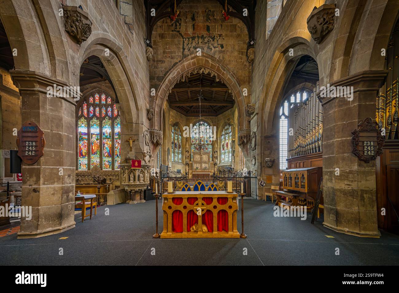 View of the Interior and Altar of St Giles Parish Church in Wrexham ...