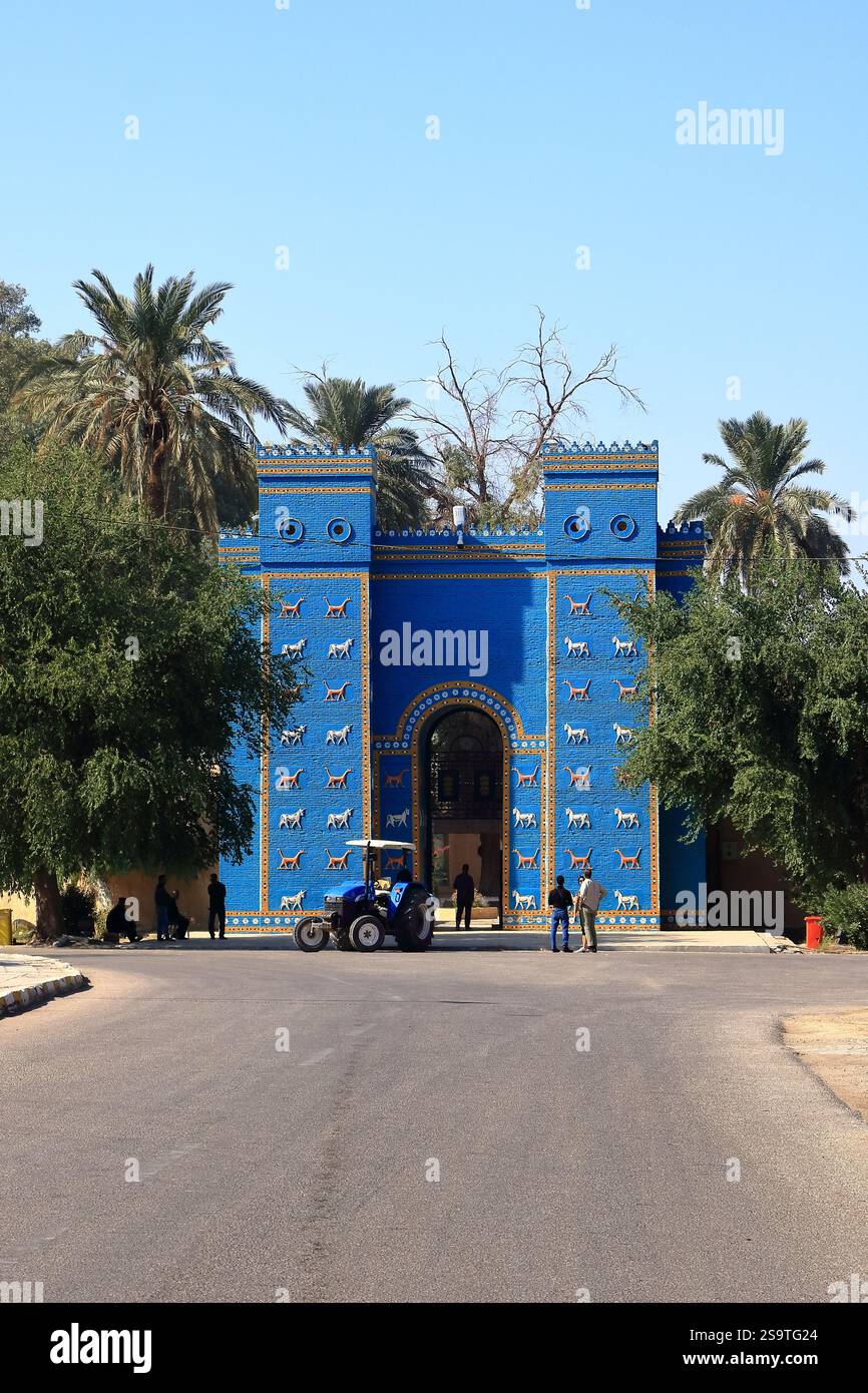 Babylon in Iraq - November 13 2024: the replica of the blue Ishtar gate ...