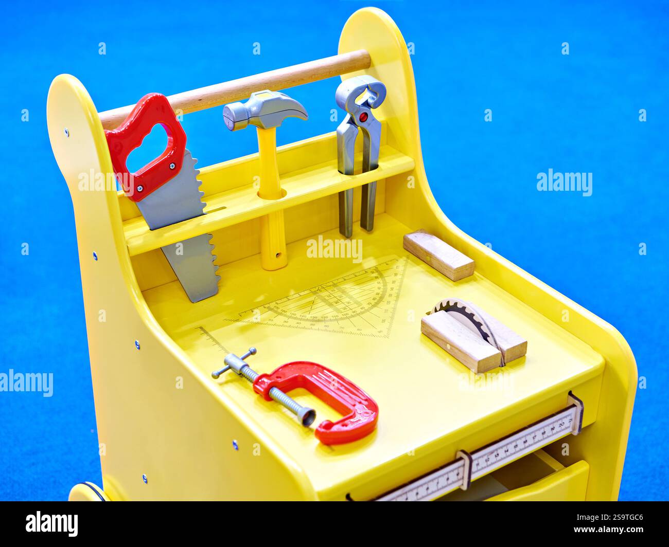 Children's toy carpentry workbench with tools Stock Photo - Alamy