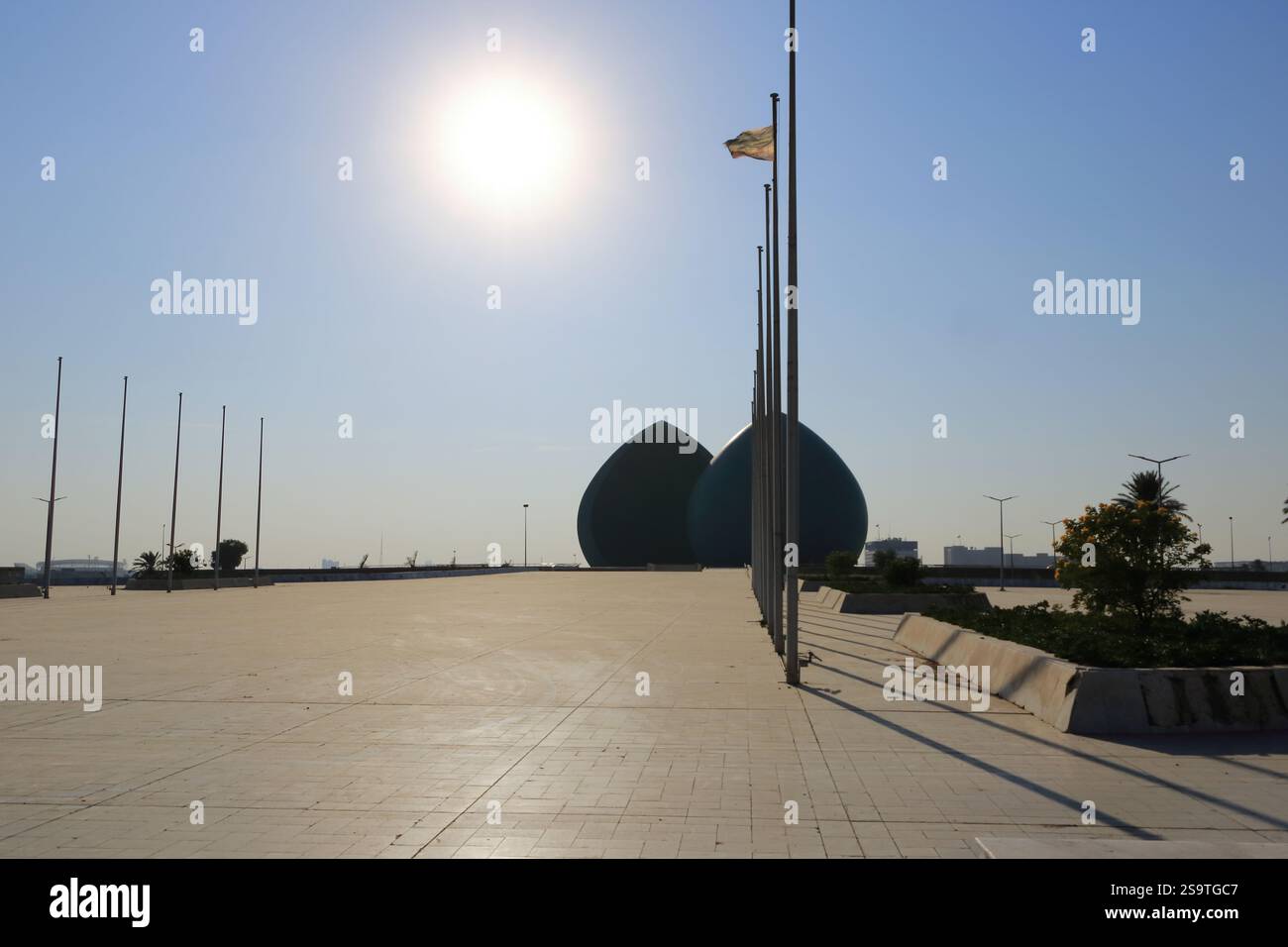 Baghdad, Bagdad in Iraq - November 14 2024: Split turquoise domes of Al ...