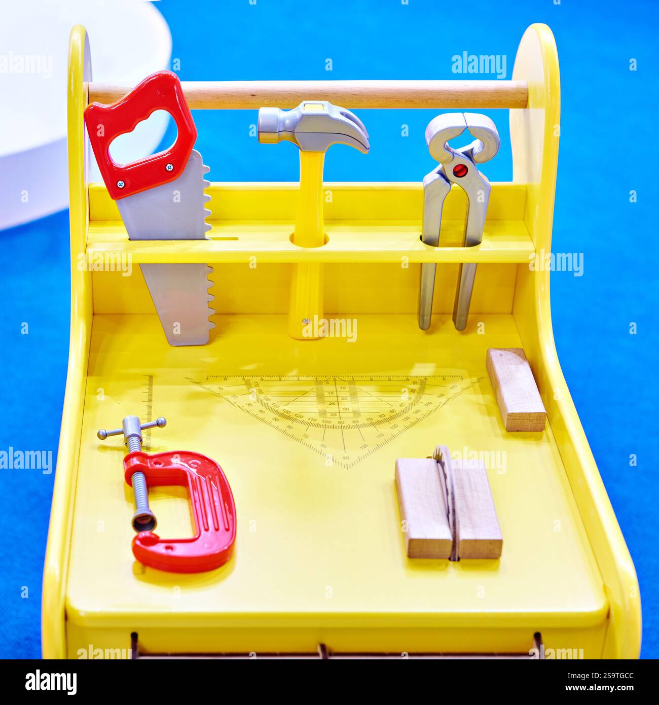 Children's toy carpentry workbench with tools Stock Photo - Alamy