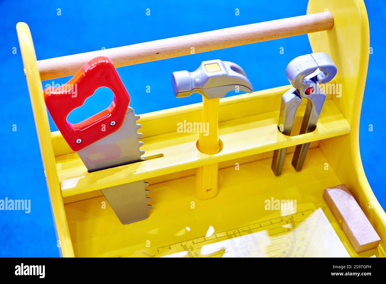Children's toy carpentry workbench with tools Stock Photo - Alamy