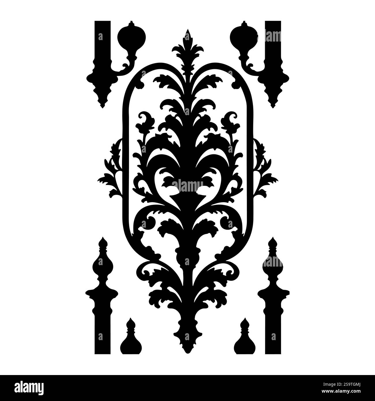 Beautiful and ornamental silhouette of black bars. Vector silhouette of ...
