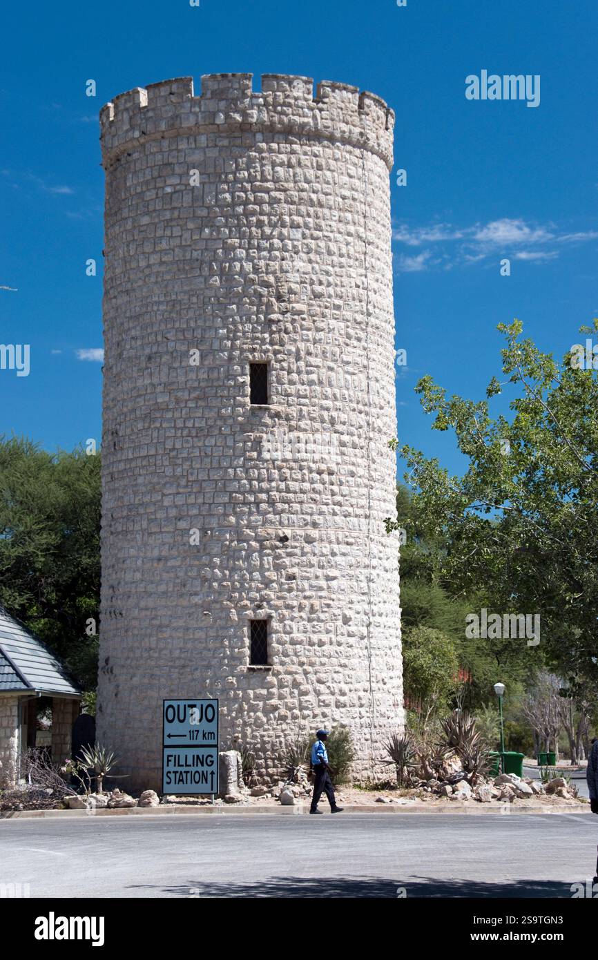A former German colonial police post tower at Andersson Gate, Etosha ...
