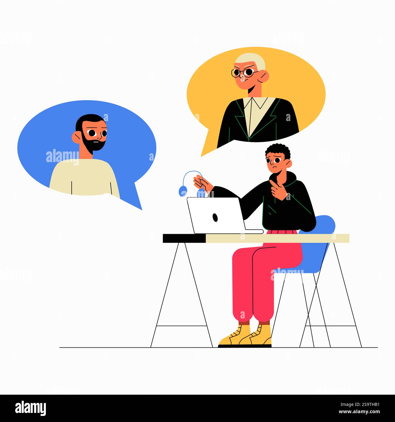 Team Communication With Diverse Characters In Flat Vector Illustration ...