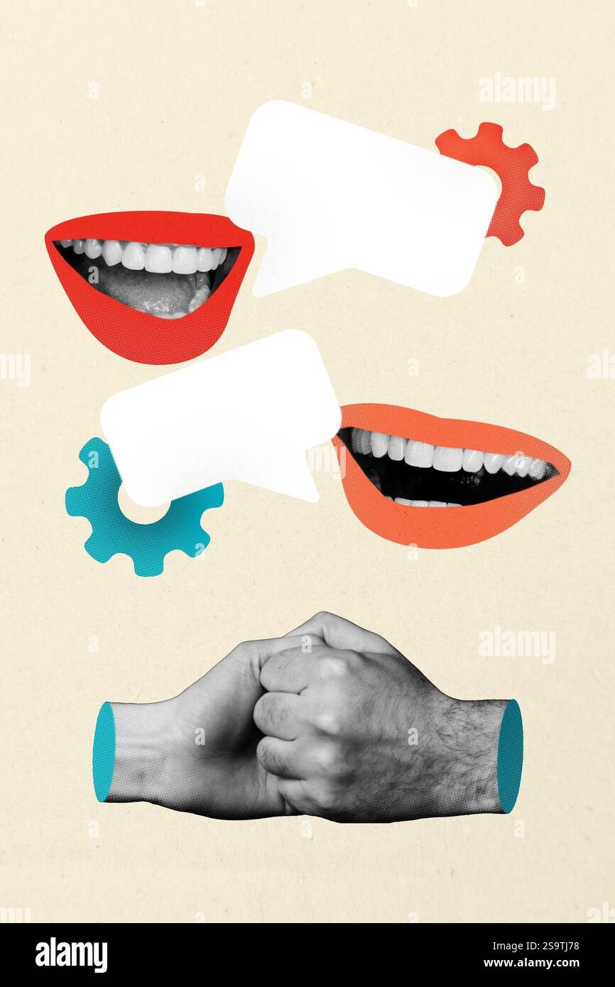 3D photo collage template trend artwork sketch of mouth lips smile ...