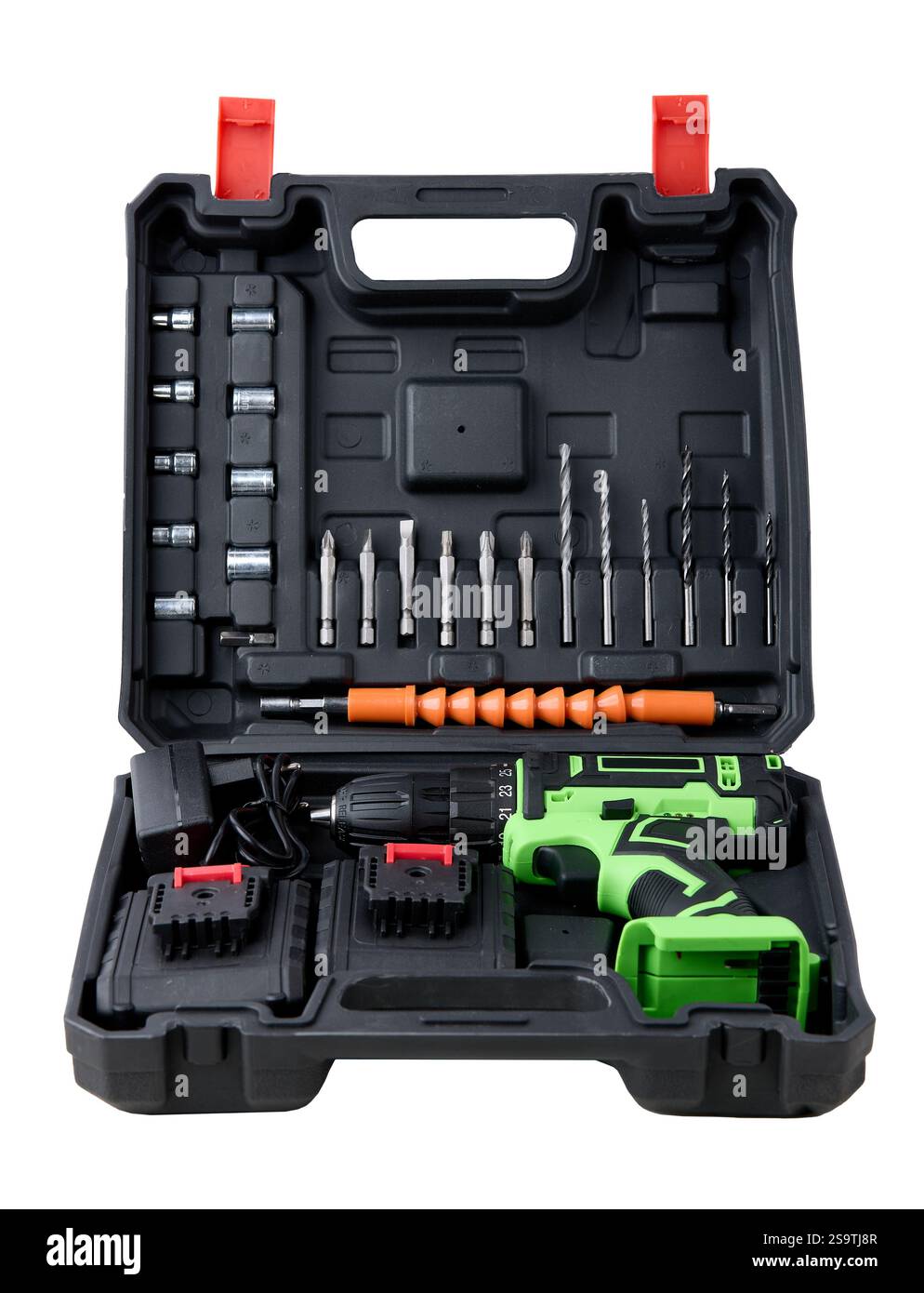 Cordless electric drill with a 48V lithium battery, ergonomic grip, and ...