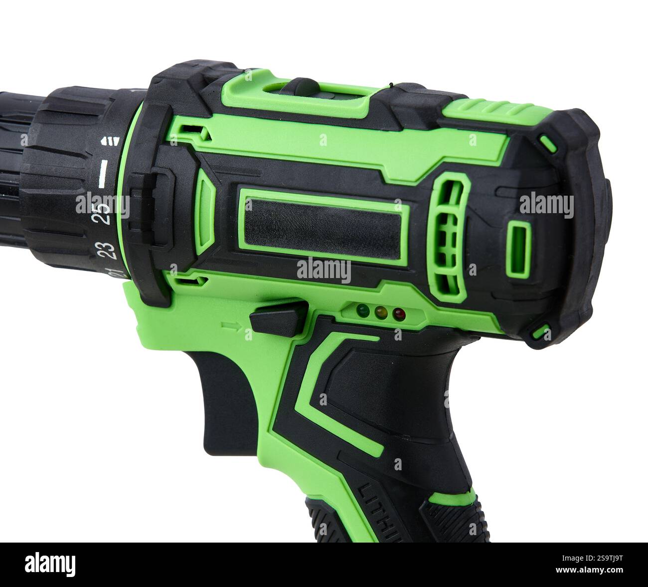 Cordless electric drill with a 48V lithium battery, ergonomic grip, and ...