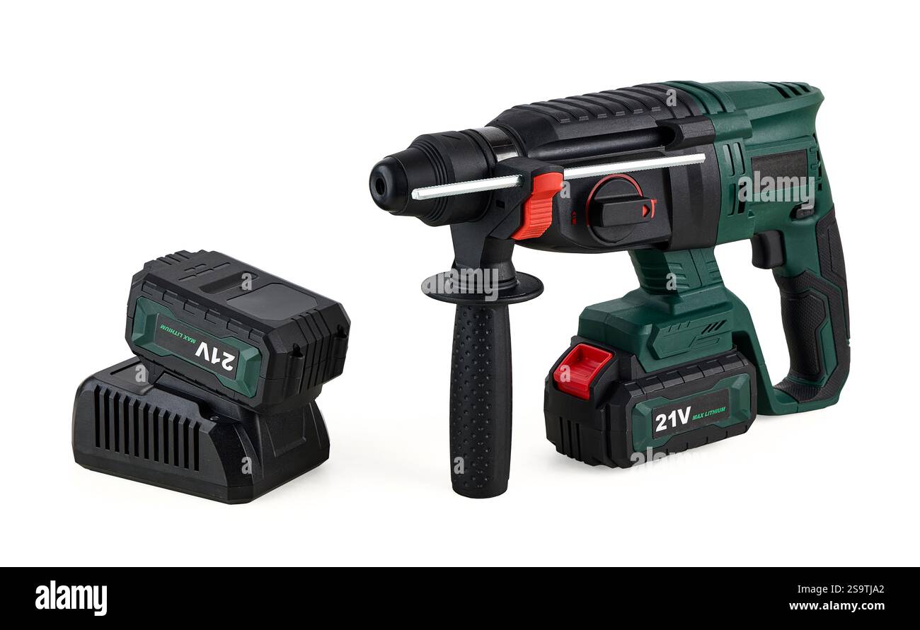 Powerful 21V cordless rotary hammer drill with ergonomic design ...