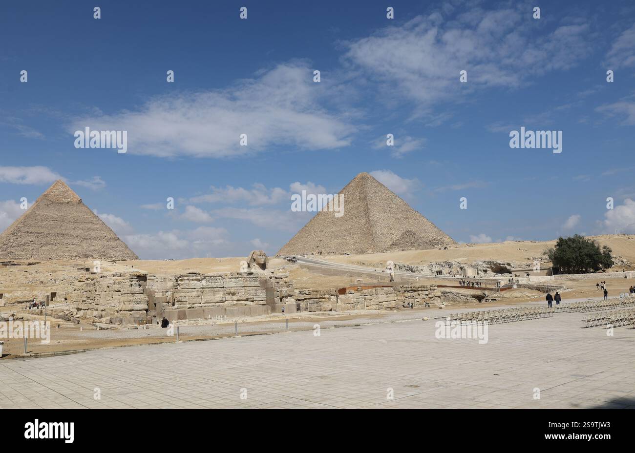 giza, egypt - march 19, 2024: landscape view of sphinx head between the ...