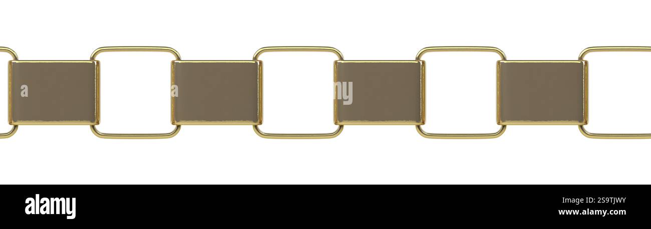 Seamless square golden curb chain isolated on white background 3D ...
