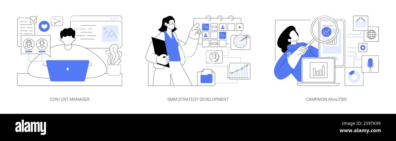 SMM business isolated cartoon vector illustrations se Stock Vector ...