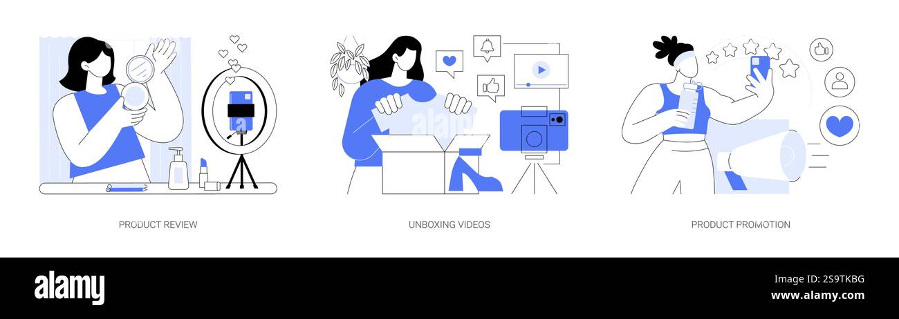 Influencer marketing isolated cartoon vector illustrations se Stock ...