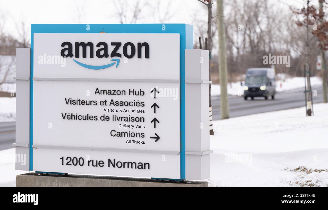 Laval, Canada. 27th Jan, 2025. A Prime delivery truck drives past ...