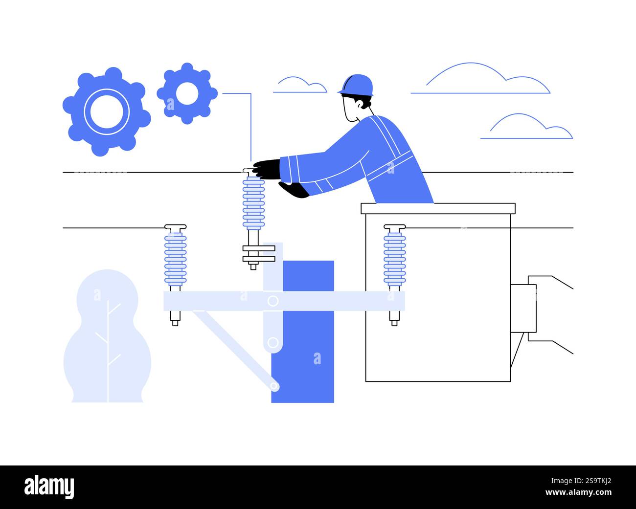 High voltage electrician isolated cartoon vector illustrations Stock ...