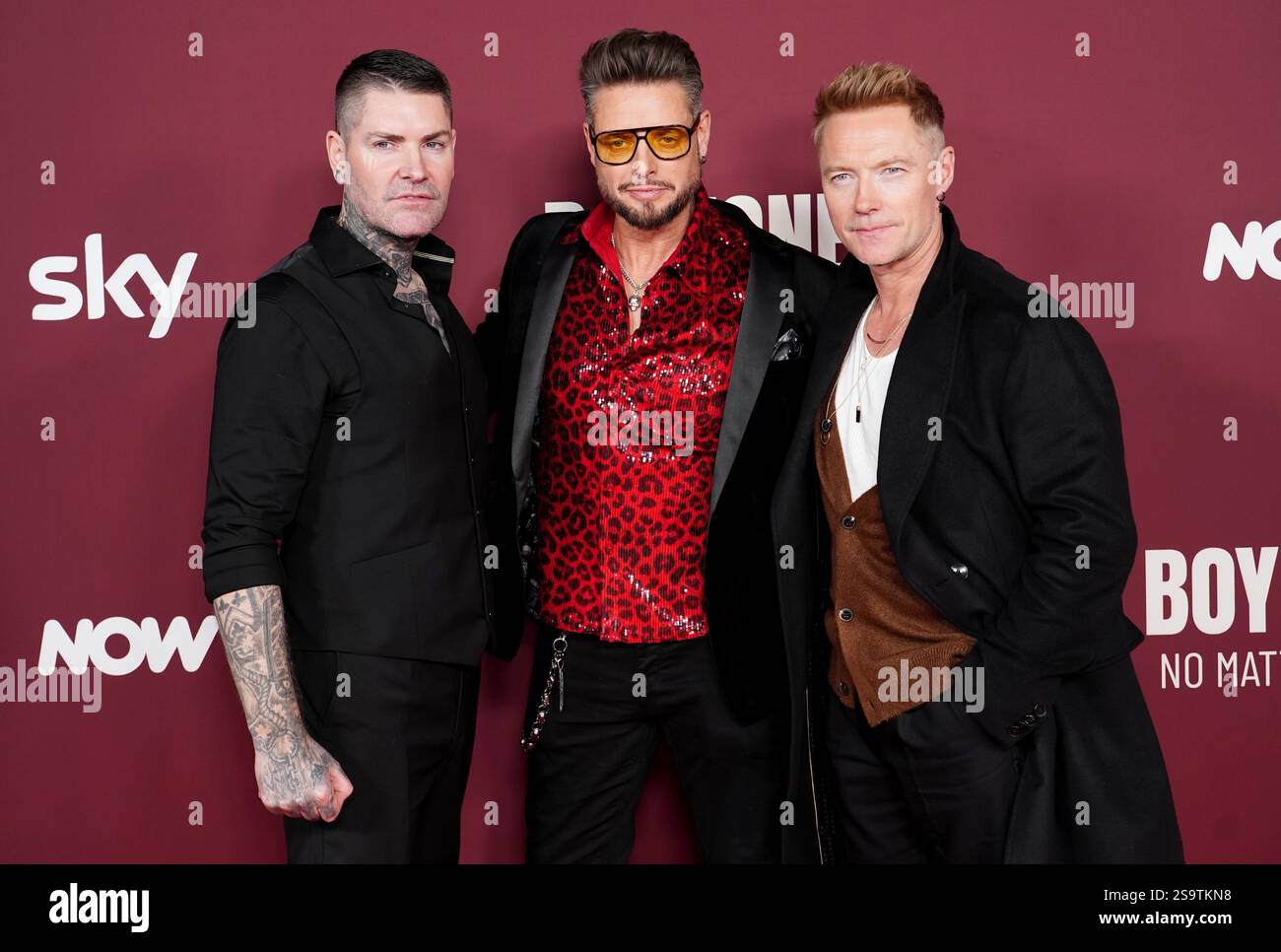 Shane Lynch, Keith Duffy and Ronan Keating attending the world premiere of Boyzone No Matter ...