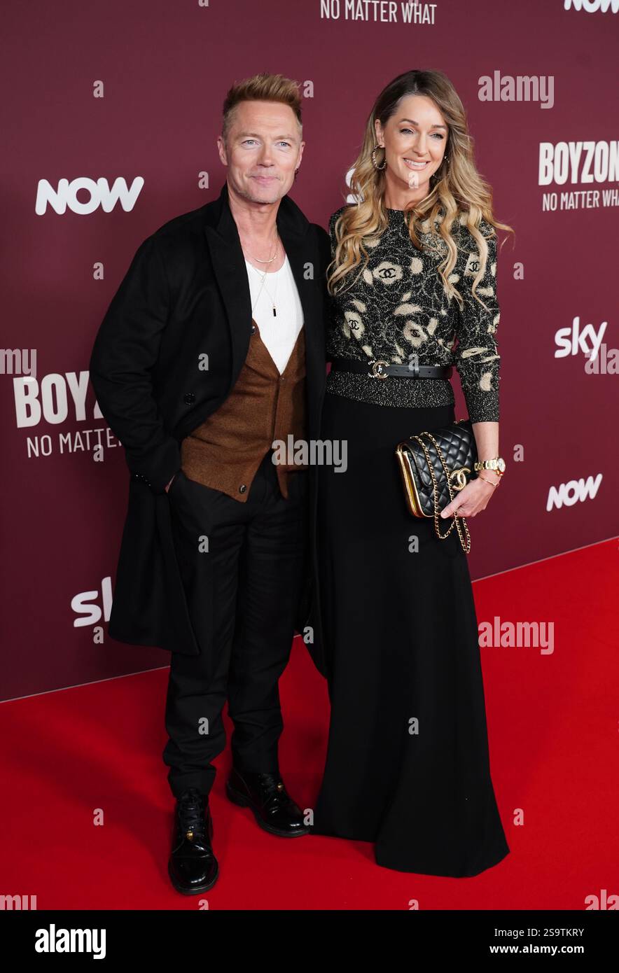 Ronan Keating (left) and his wife Storm attending the world premiere of ...