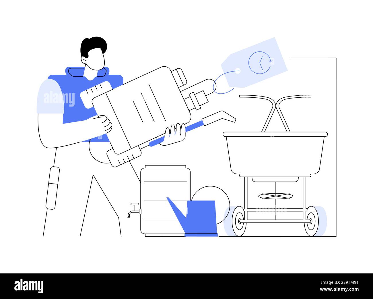 Lawn and garden equipment rental isolated cartoon vector illustrations ...