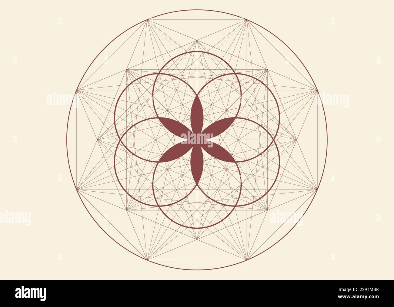 Flower of Life, Sacred Geometry. Geometric mystic mandala of alchemy esoteric symbol. Mystical ...