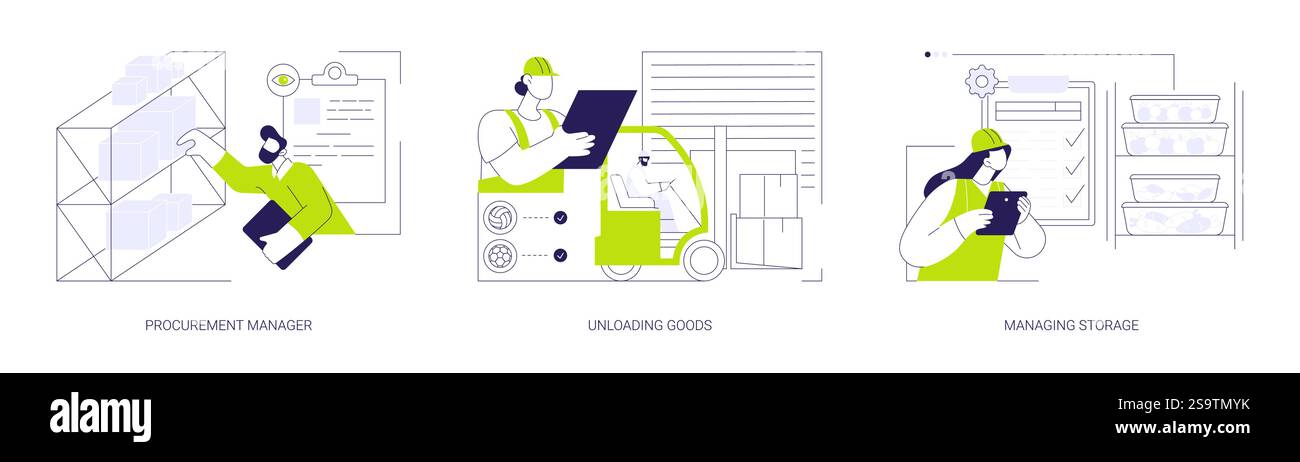 Supermarket storage warehouse abstract concept vector illustrations ...