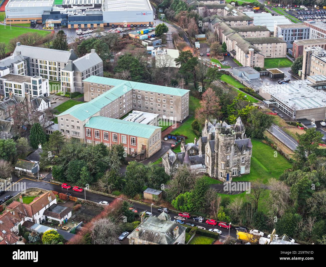 Aerial drone view of St Andrews University Campus Stock Photo - Alamy